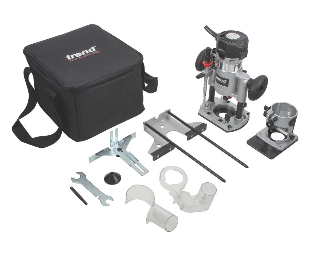 Trend T1EPS 710W 1/4" Electric Trim & Plunge Router Kit 240V - Screwfix
