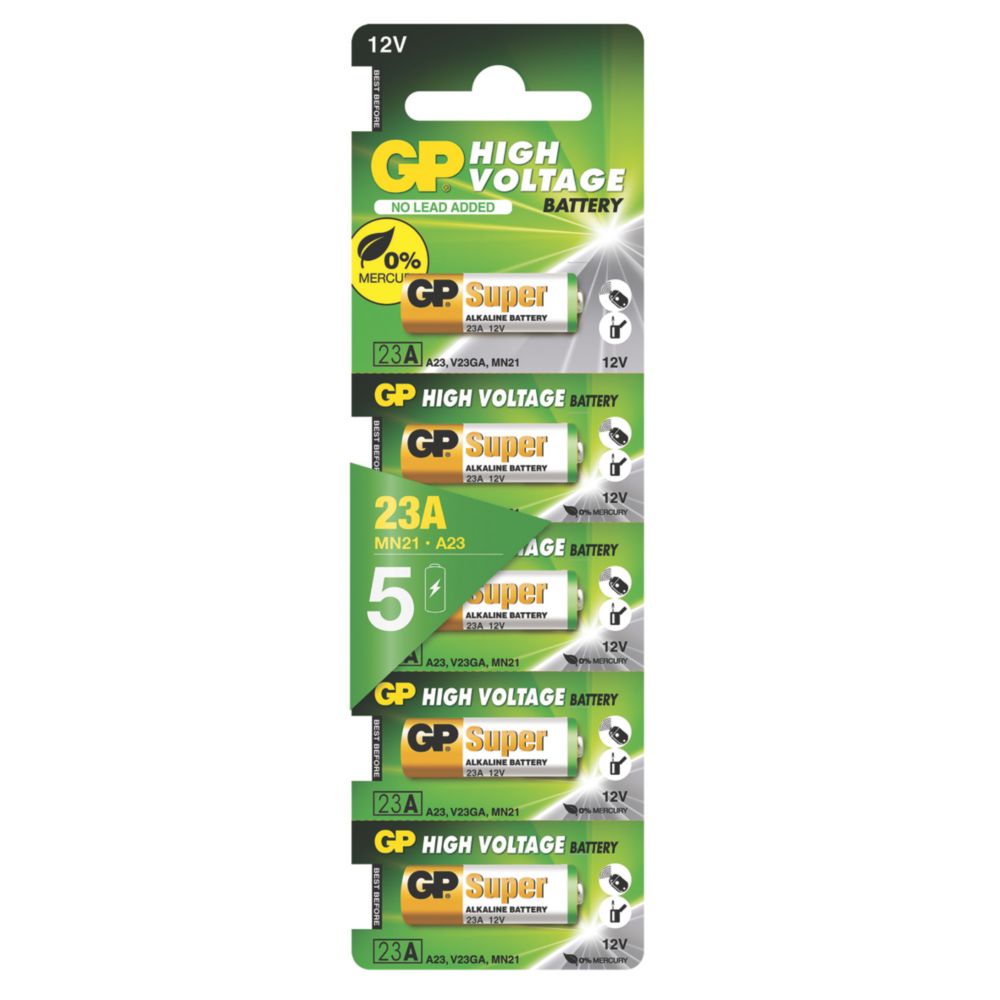 GP Batteries High Voltage 23A 12V Alkaline Batteries 5 Pack - Screwfix