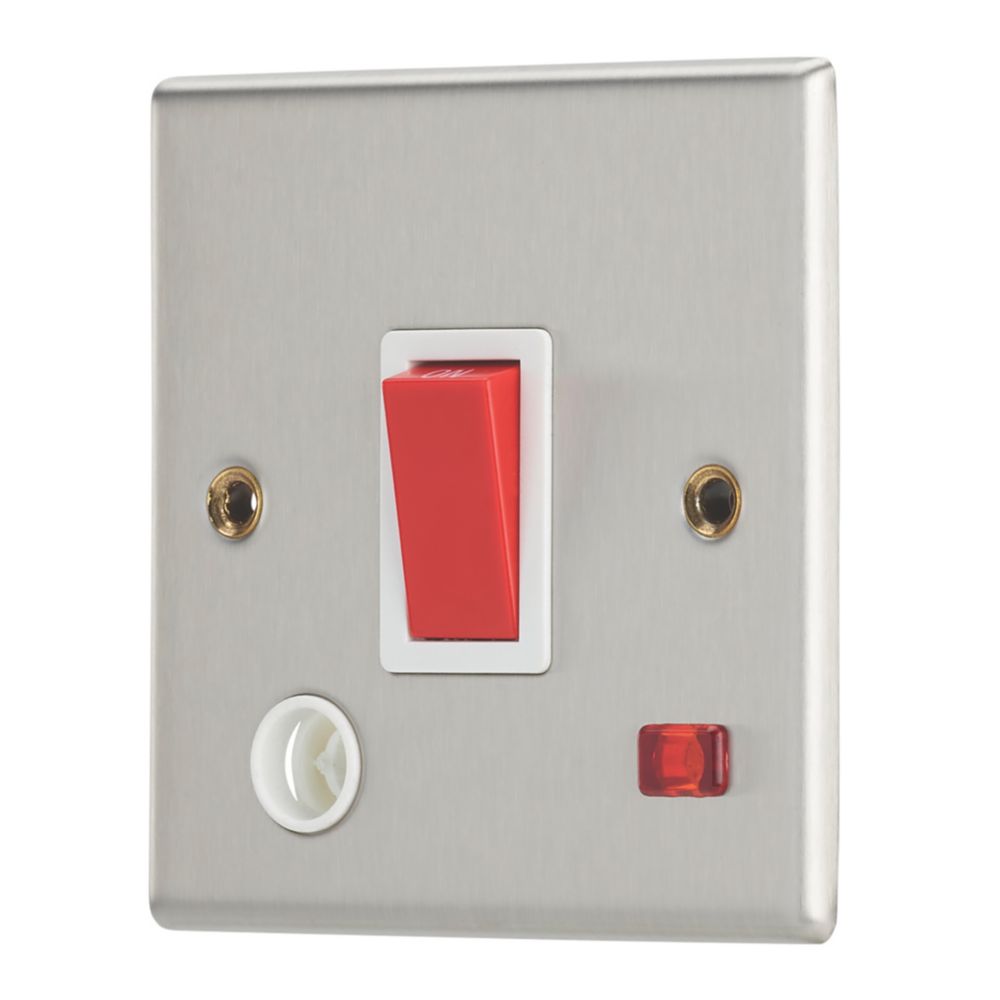 Contactum iConic 32A 1-Gang DP Control Switch & Flex Outlet Brushed ...