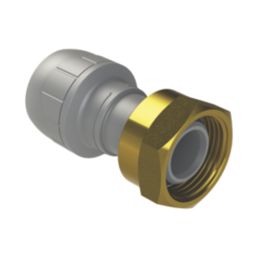 PolyPlumb Enhanced Plastic Push-Fit Straight Tap Connector 15mm x 3/4" - Screwfix
