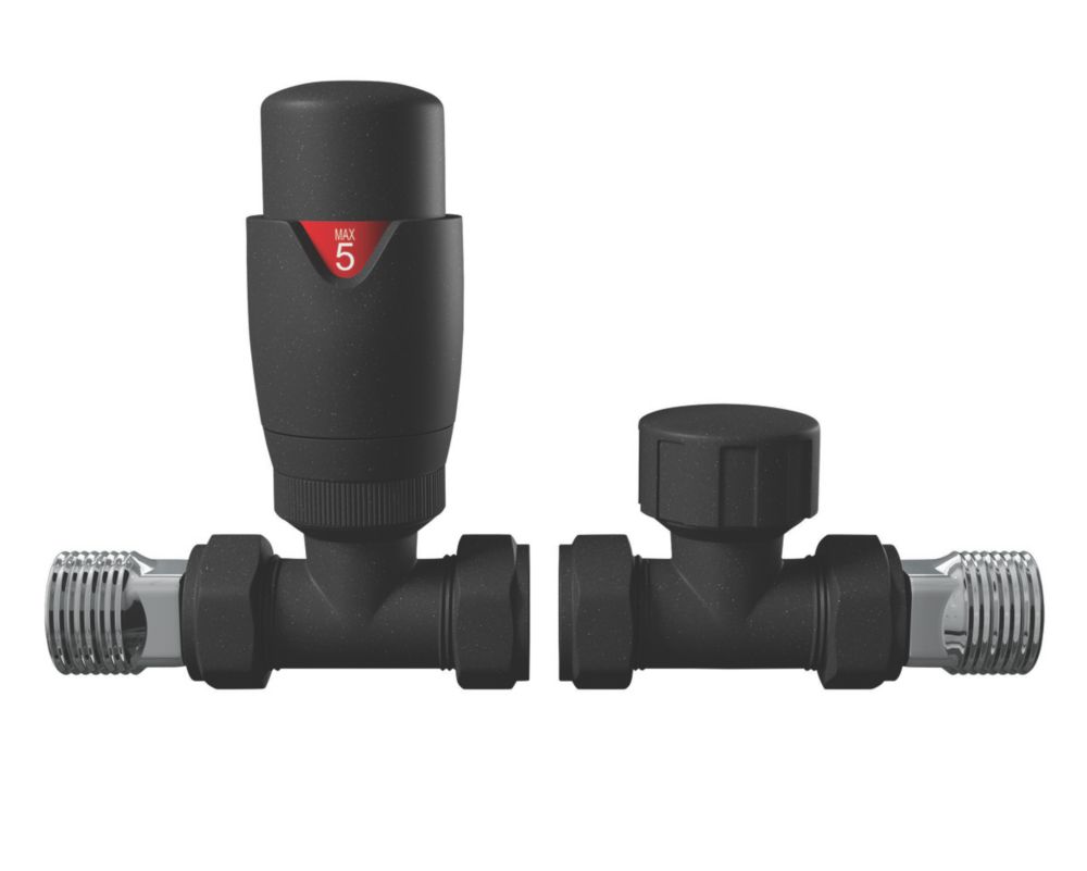 ETAL Danva 15mm x 1/2" Anthracite Straight & L/S Modern Thermostatic ...