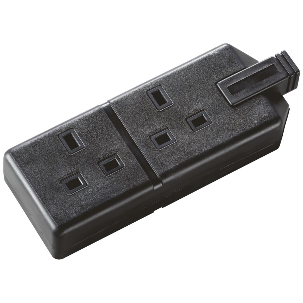 Masterplug 13A 2-Gang Unfused Rewireable Socket Black - Screwfix