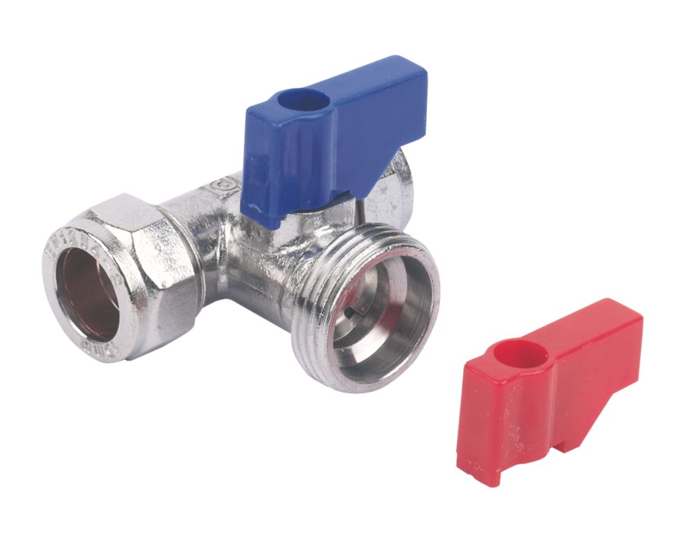 Pegler Compression Washing Machine Valve Tee 15mm x 15mm x 3/4" - Screwfix
