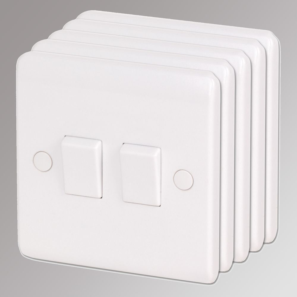 LAP 10AX 2-Gang 2-Way Light Switches White 5 Pack - Screwfix