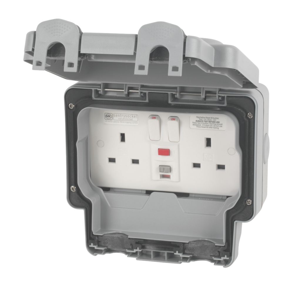 MK Masterseal Plus IP66 13A 2-Gang DP Weatherproof Outdoor Switched ...