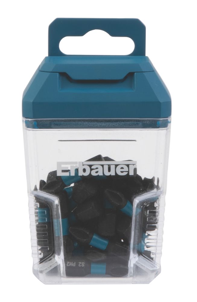 Erbauer 6.35mm 25mm Hex Shank PH2 Impact Screwdriver Bits 30 Pack ...
