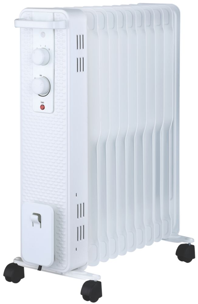 2400W Electric Portable Oil-Filled Radiator White - Screwfix