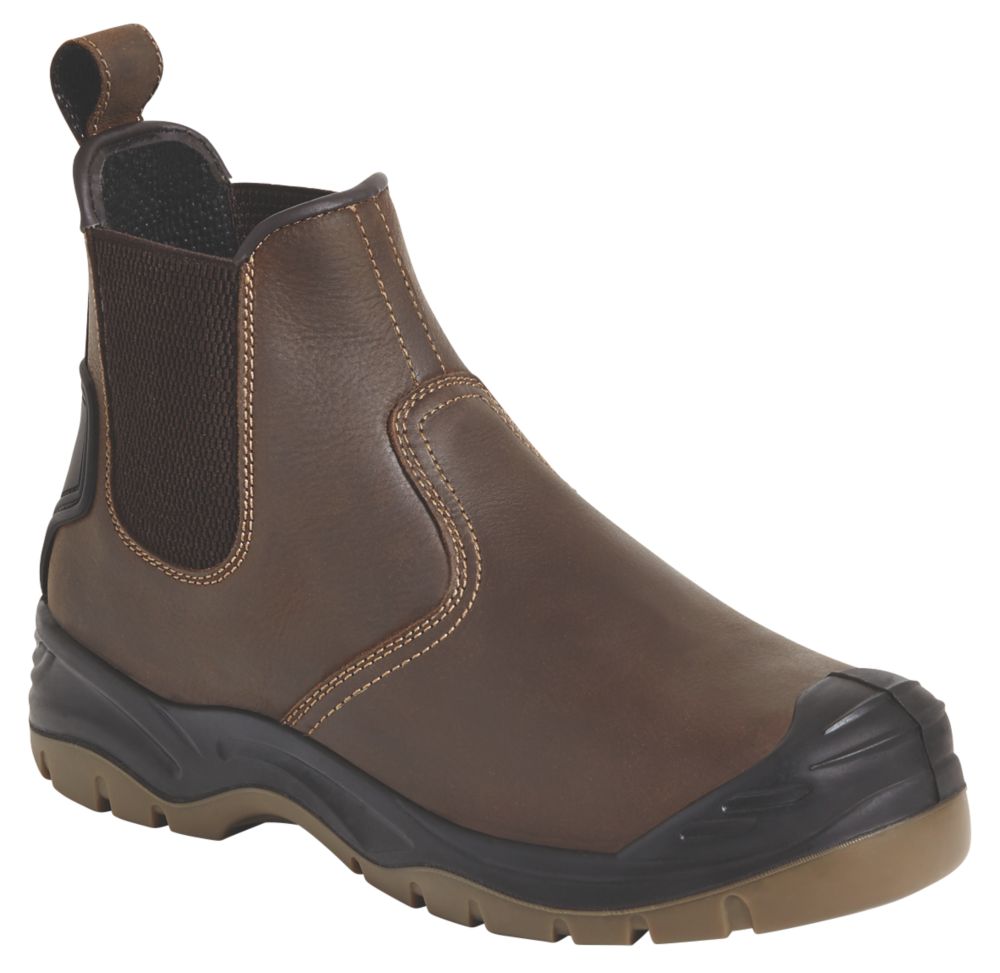 Apache AP715SM Size 11 Brown Water-Resistant Steel Toe Cap Safety Dealer Boots - Screwfix