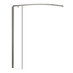Triton Fast Fix Frameless Chrome Bathscreen & Curved Curtain Rail 300mm ...