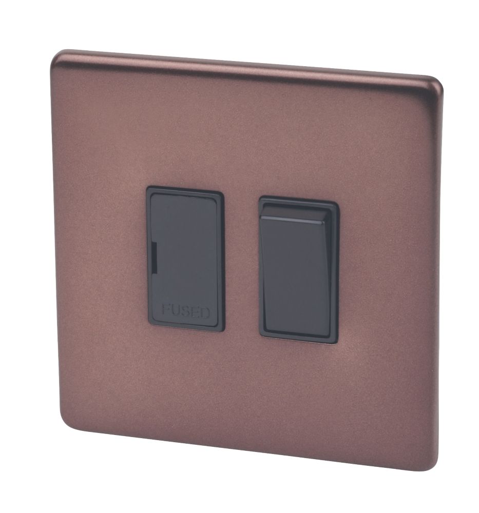 Varilight 13A Switched Fused Spur Mocha with Black Inserts - Screwfix