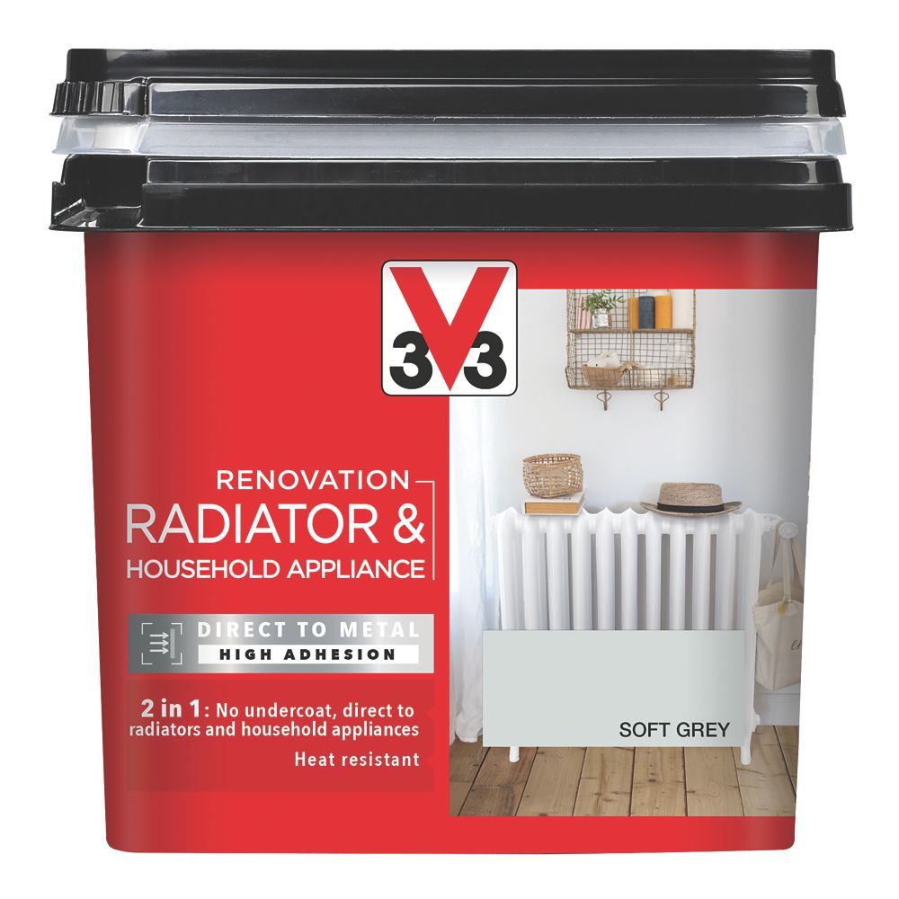 V33 750ml Soft Grey Satin Heat Resistant Radiator & Appliance Paint ...