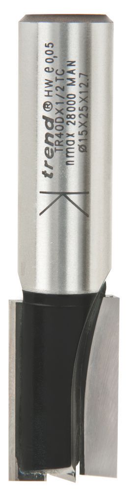Trend TR40DX1/2TC 1/2" Straight Router Cutter 15mm x 25mm - Screwfix