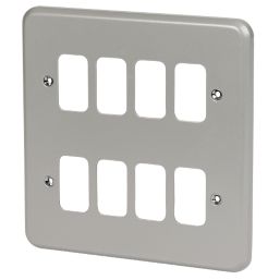 MK Grid Plus 8-Module Grid Faceplate Grey - Screwfix