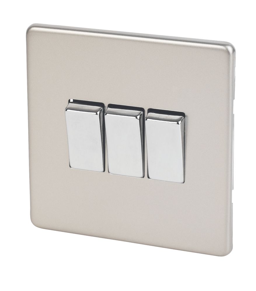 Varilight 10AX 3-Gang 2-Way Light Switch Satin Chrome | Switches ...
