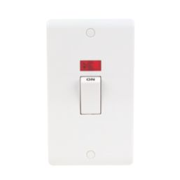LAP 45A 2-Gang DP Cooker Switch White with Neon - Screwfix