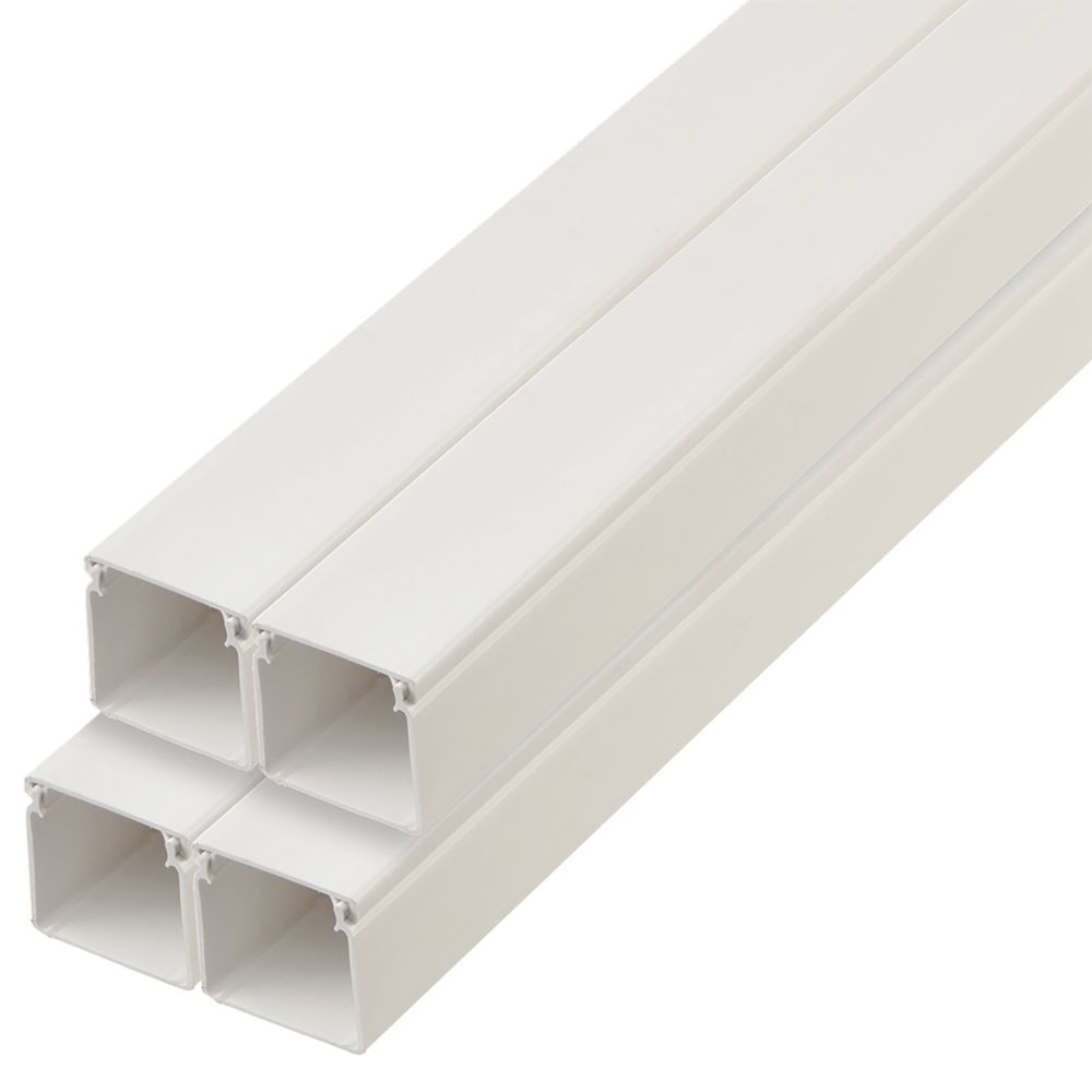 Deta TTE uPVC White Maxi Trunking 50mm x 50mm x 2m 4 Pack - Screwfix