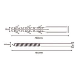 Easyfix Hex Long Expansion Frame Fixings 10mm x 160mm 12 Pack - Screwfix