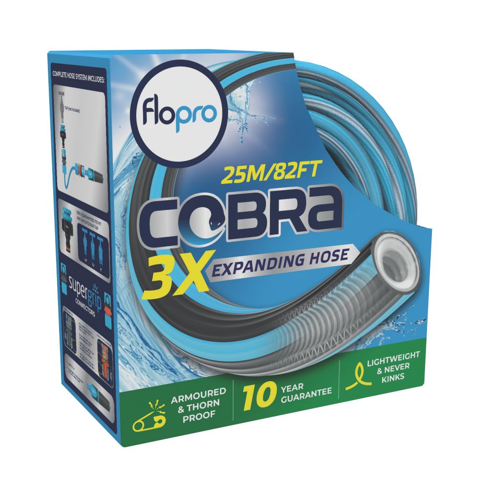 Flopro Cobra 25m Expandable Hose Set - Screwfix