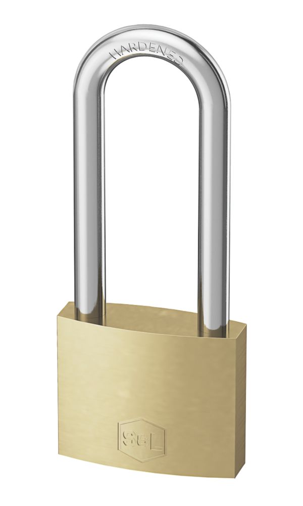 Smith & Locke Brass Long Shackle Padlock 40mm - Screwfix