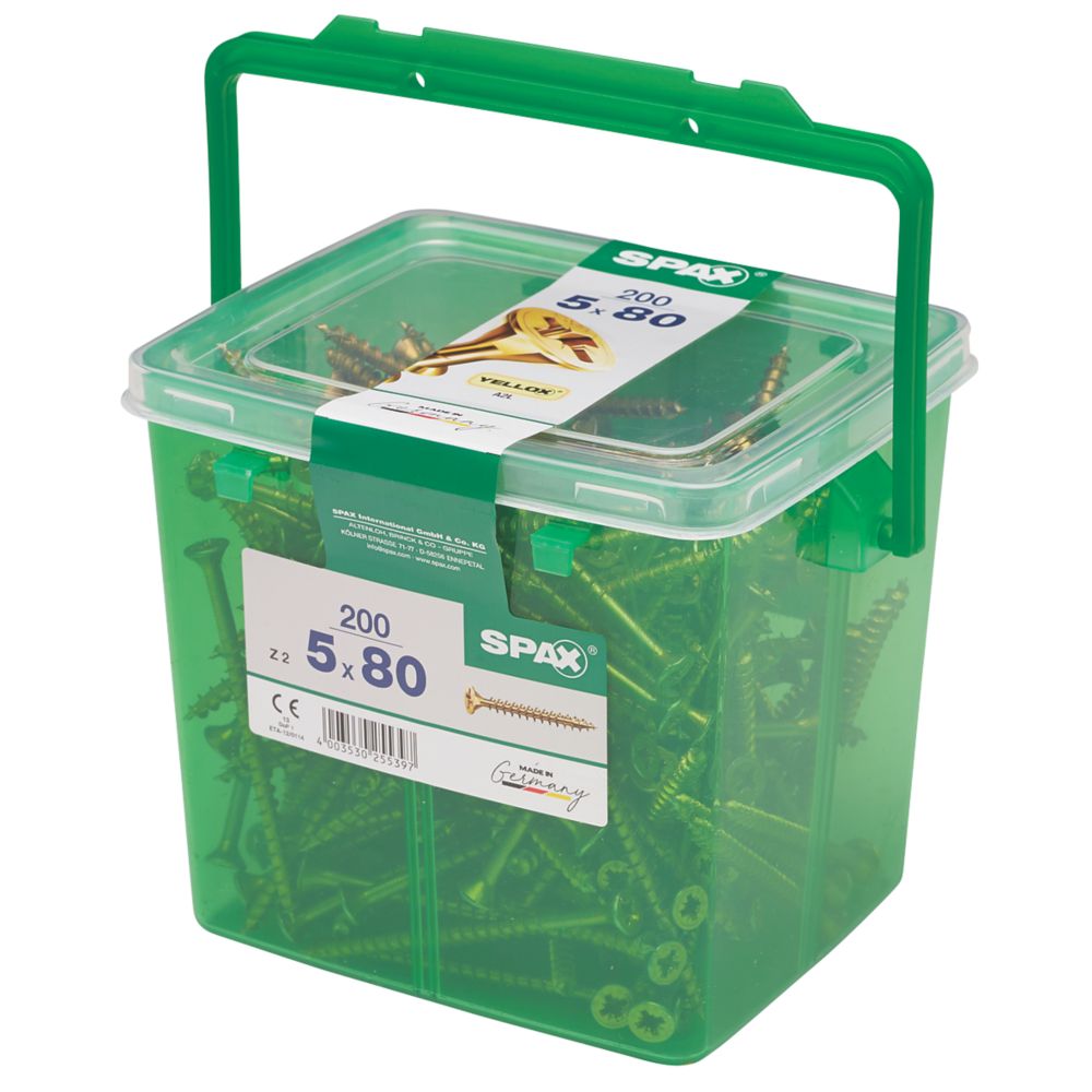 Spax PZ Countersunk Self-Drilling Woodscrews 5mm x 80mm 200 Pack - Screwfix