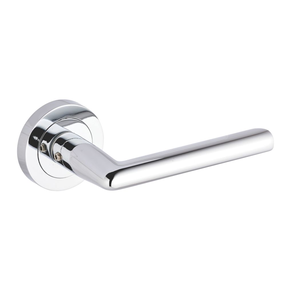 Smith & Locke Crane Fire Rated Lever on Rose Door Handles Pair Polished ...
