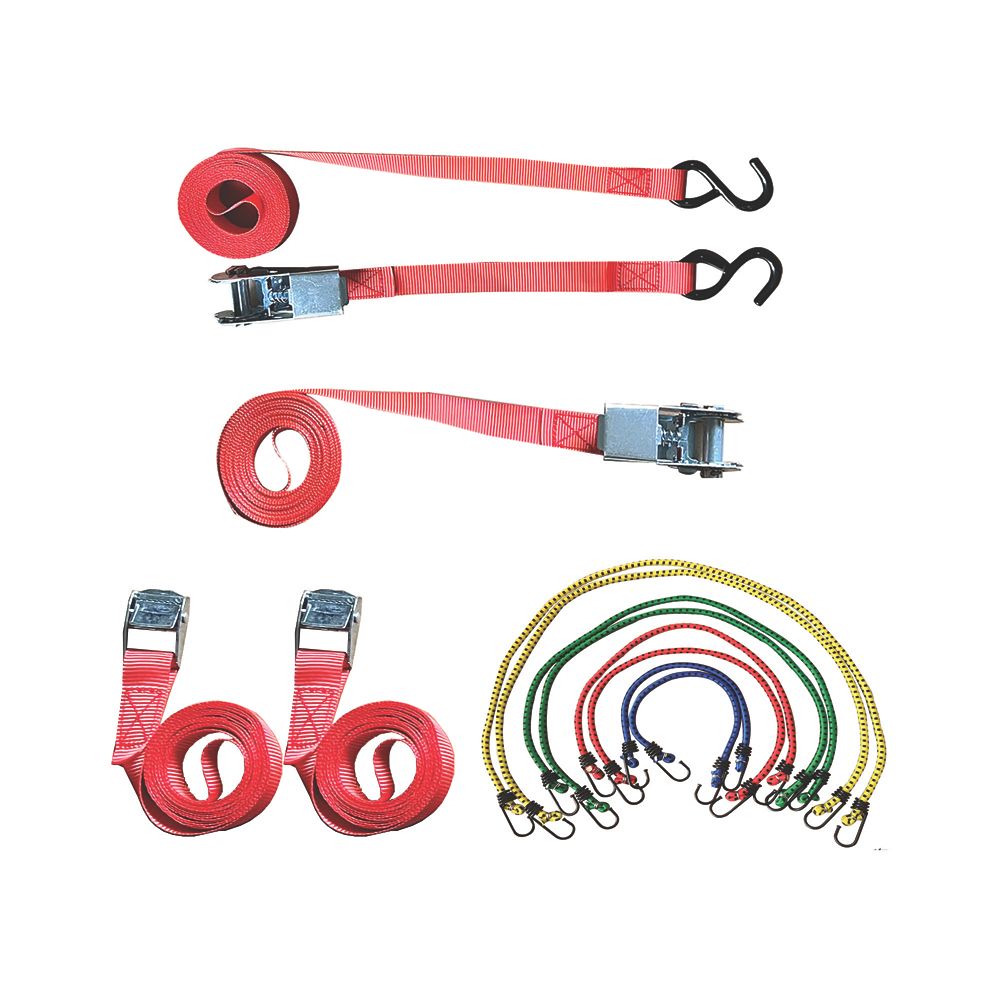 Smith & Locke Bungee & Rachet Tie-Down Set with S-Hooks 12 Pieces ...