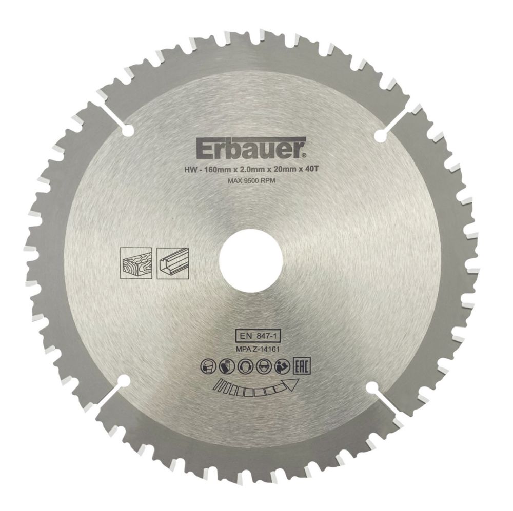 Erbauer Multi-Material Circular Saw Blade 160mm x 20mm 40T - Screwfix