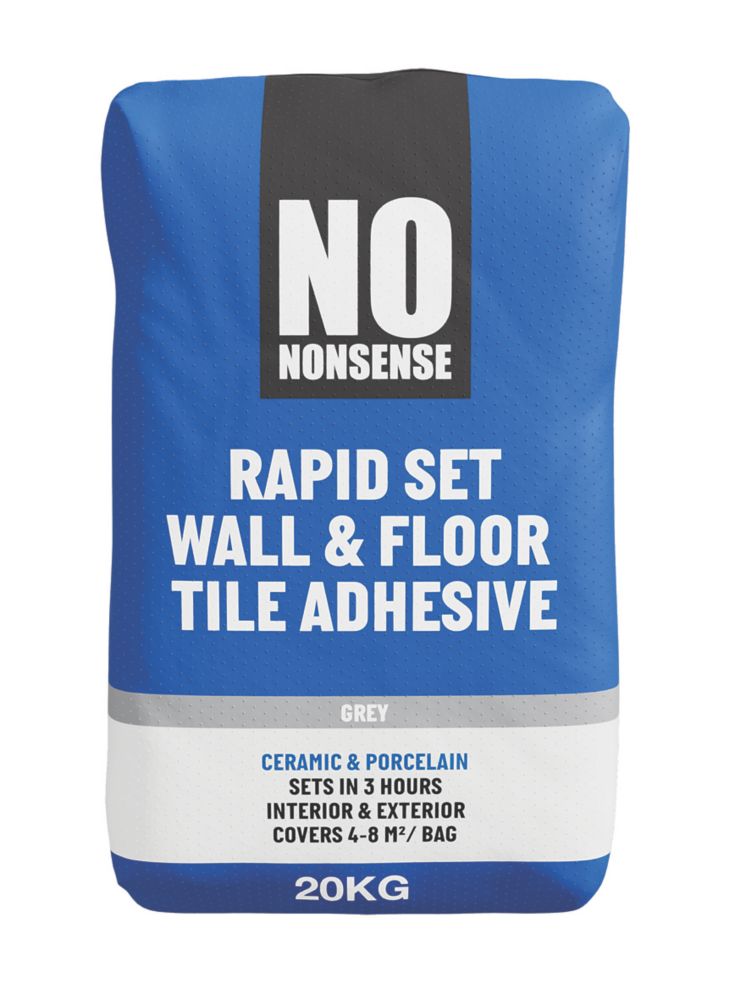 No Nonsense Wall & Floor Rapid Set Tile Adhesive Grey 20kg - Screwfix
