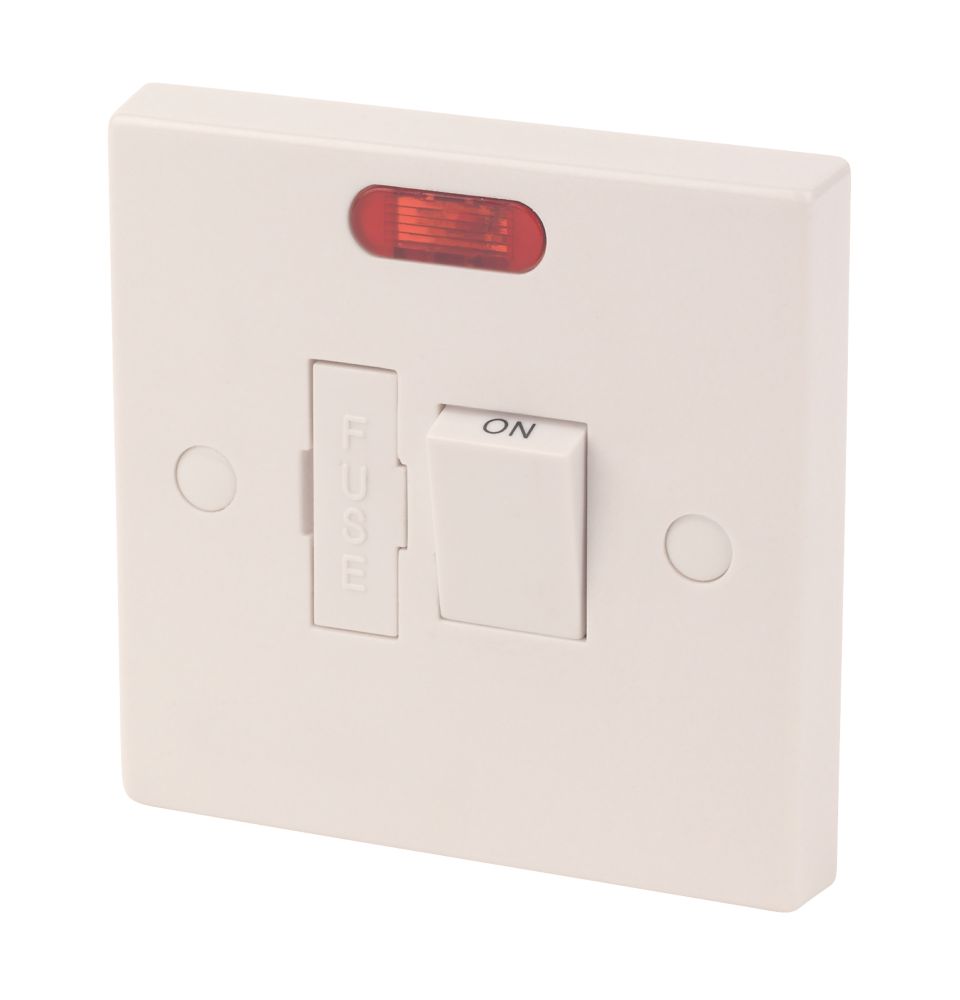 Essentials 13A Switched Fused Spur with Neon White - Screwfix