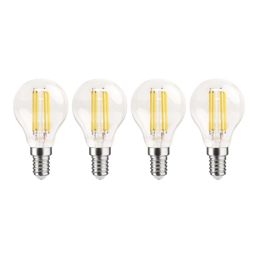 LAP E14 Mini Globe LED Light Bulb Clear 470lm 2.9W 4 Pack - Screwfix
