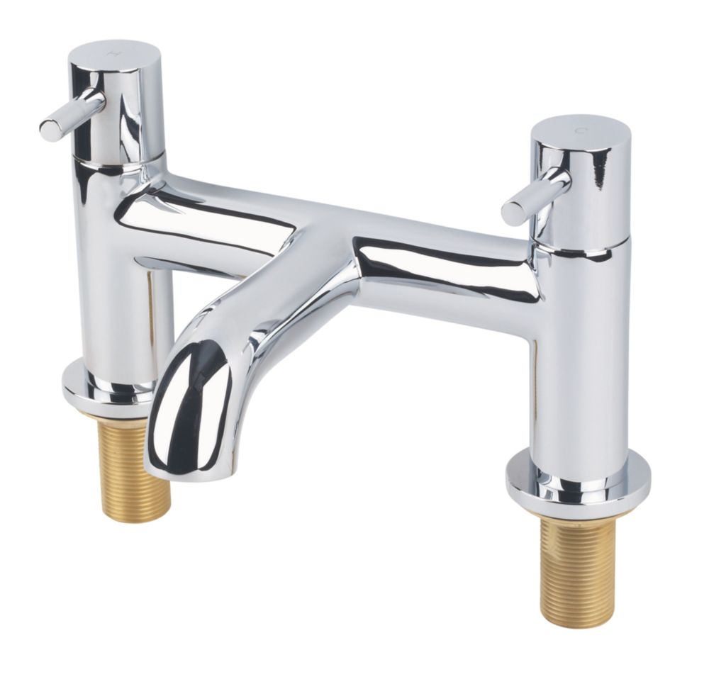 Swirl Ola Chrome 132mm Deck Mounted Lever 2 Tap Holes Bath Mixer Tap ...