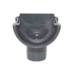 FloPlast MiniFlo uPVC Half Round Stop End Outlet Anthracite Grey 76mm x ...
