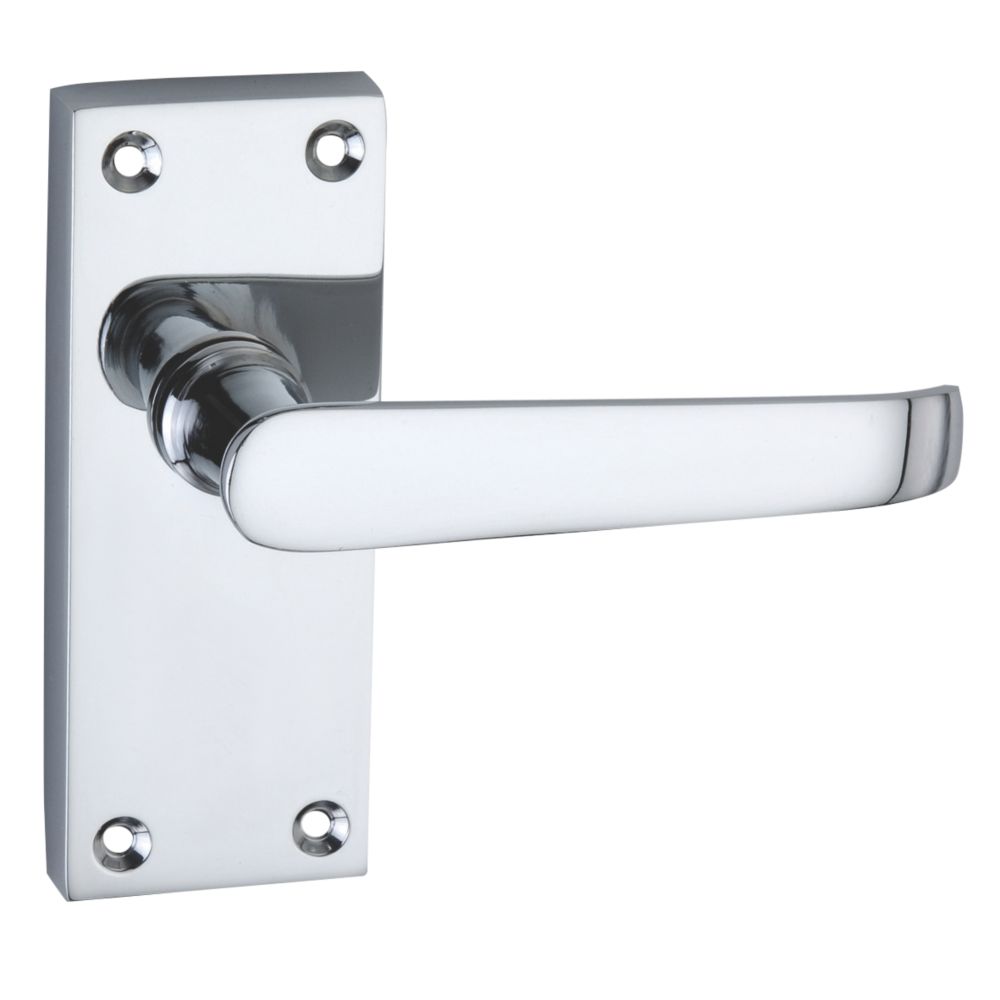 Smith & Locke Fire Rated Latch Door Handles Pair Polished Chrome - Screwfix