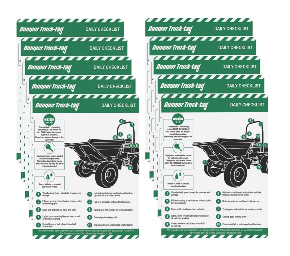 Scafftag Dumper Truck Tag Inserts 10 Pack - Screwfix