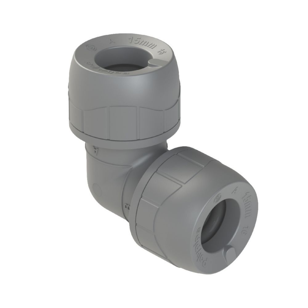PolyPlumb Enhanced Plastic Push-Fit Equal 90° Elbow 15mm - Screwfix