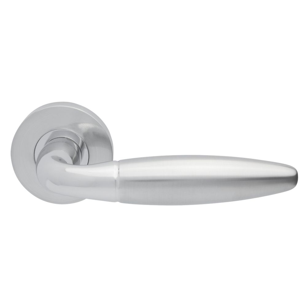 Jigtech Parma Lever on Rose Door Handles Pair Polished / Satin Chrome ...