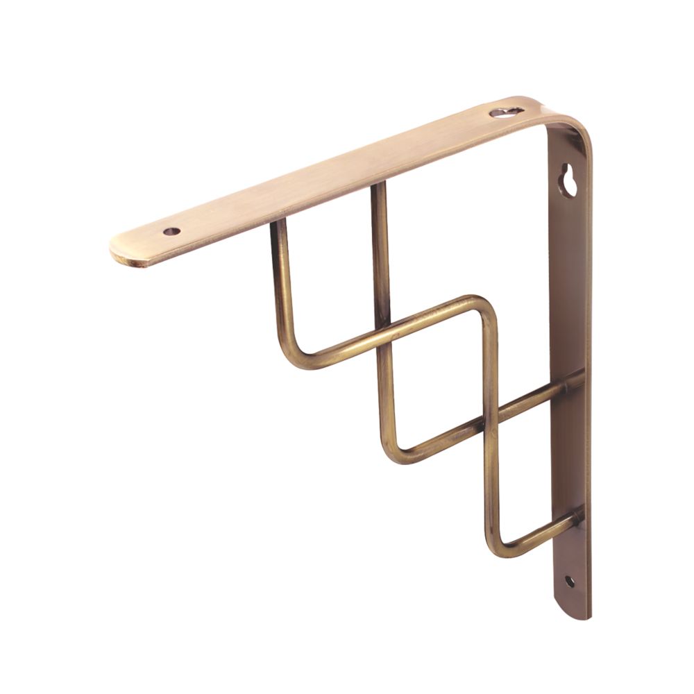 Essentials Step Shelf Brackets Brushed Brass 230mm x 180mm 4 Pack ...