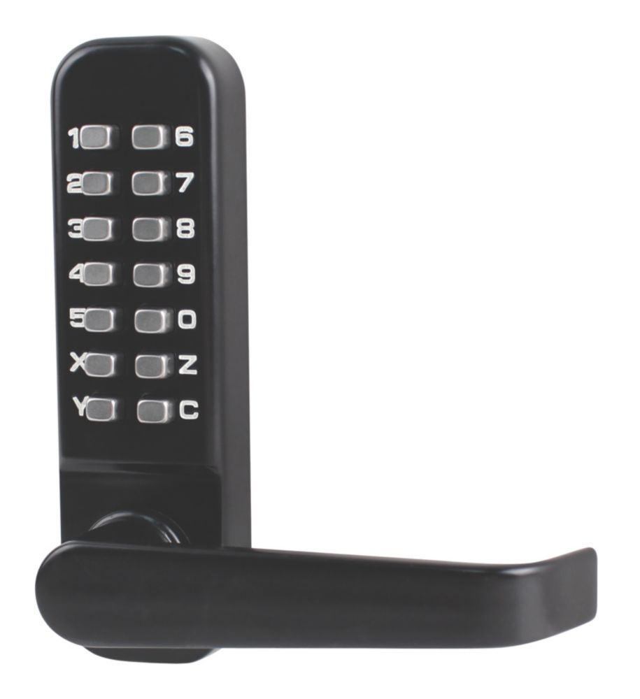 Smith & Locke Push-Button Lock w/ Handles 37.5mm Black - Screwfix