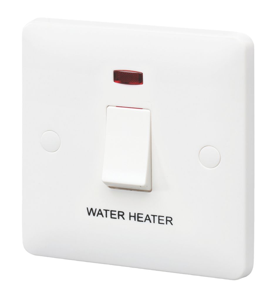 MK Base 20AX 1-Gang DP Water Heater Switch White with Neon with White ...