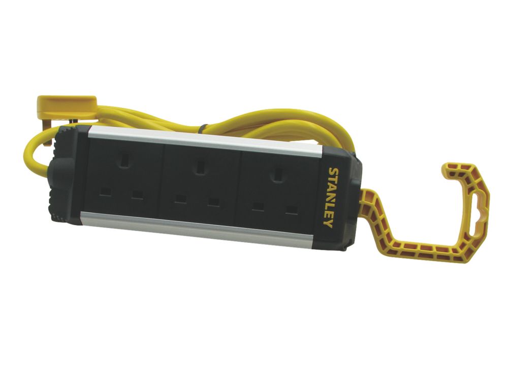 Stanley 13A 3-Gang Unswitched Power Strip With Foldable Hook Black 3m ...