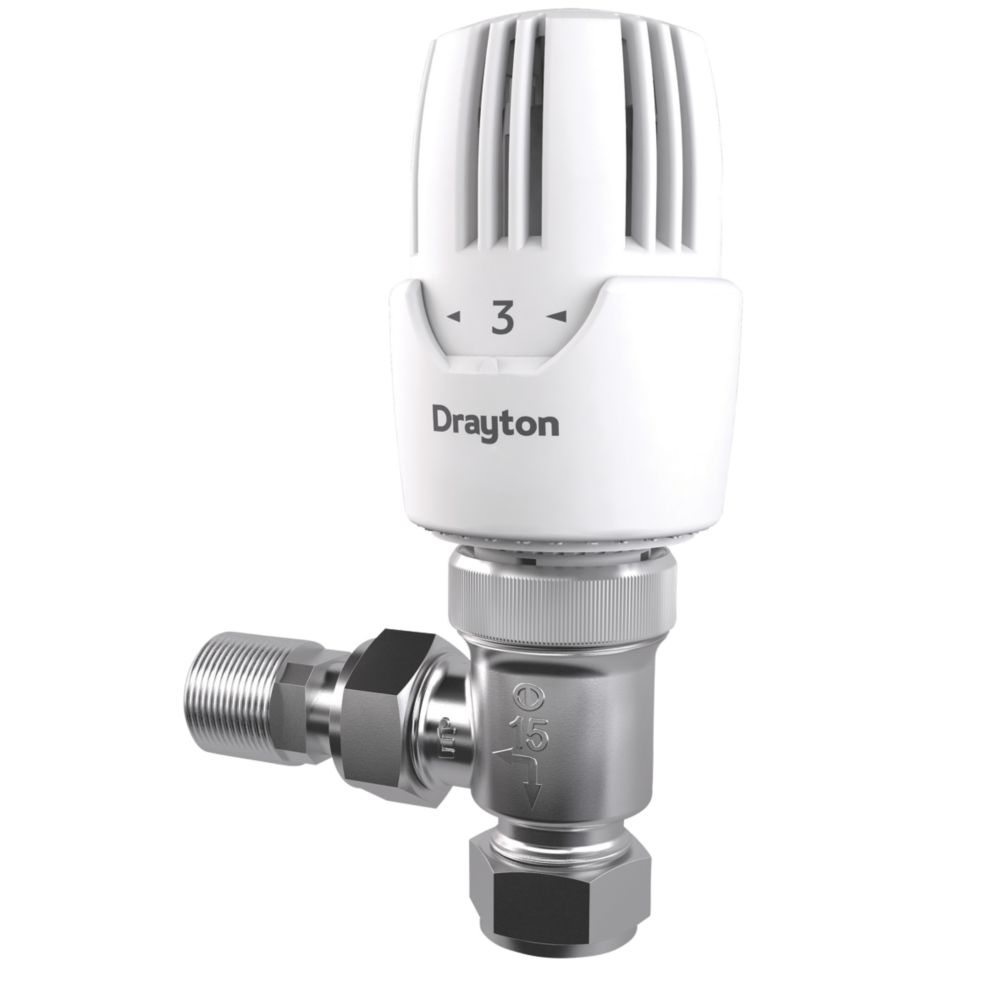 Drayton RT414 15mm x 1/2" White Angled Traditional Thermostatic ...
