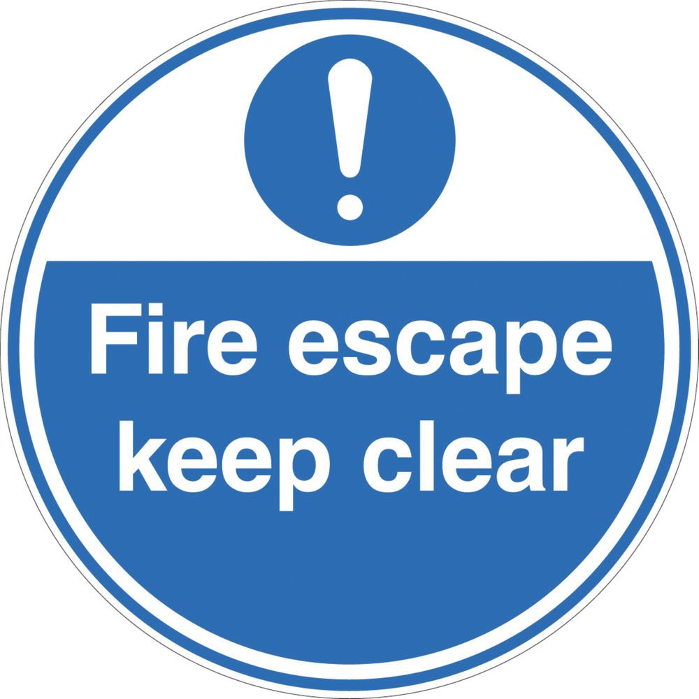 Essentials Fire Escape Keep Clear Floor Sign 450mm x 450mm - Screwfix
