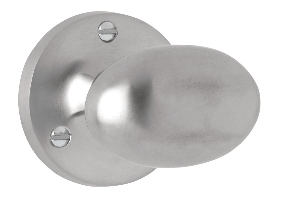 Smith & Locke Oval Mortice Knobs 55mm Pair Satin Chrome - Screwfix