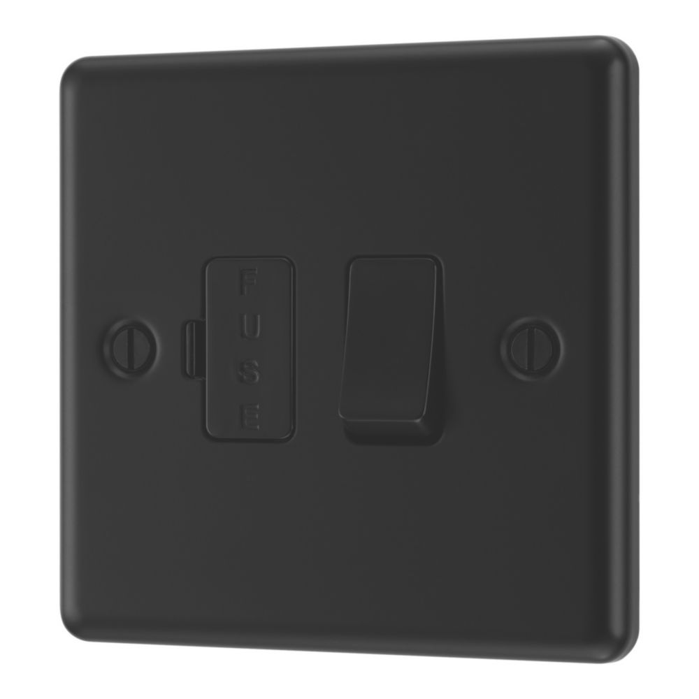 LAP 13A Switched Fused Spur Matt Black with Black Inserts - Screwfix