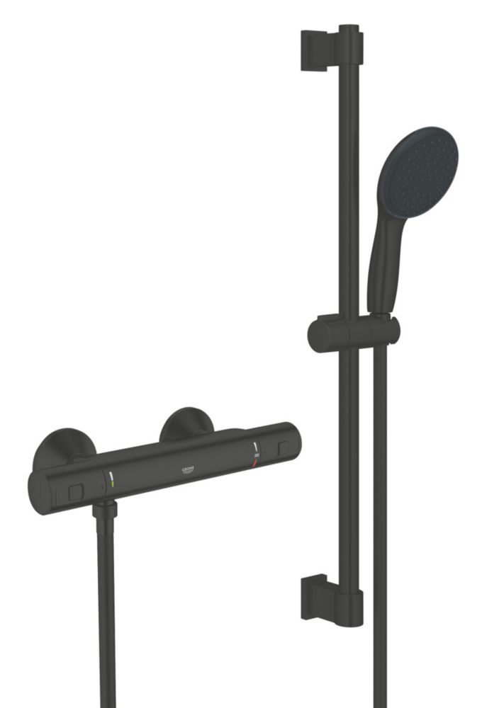 Grohe Precision Start HP Rear-Fed Exposed Matt Black Thermostatic ...