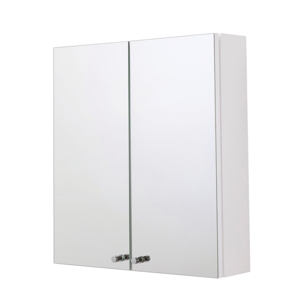 Croydex Carra Mirrored Double-Door Cabinet White Gloss 450mm x 120mm x ...