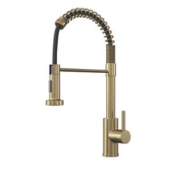 ETAL Contra Pull-Out Kitchen Mixer Tap Brushed Brass - Screwfix