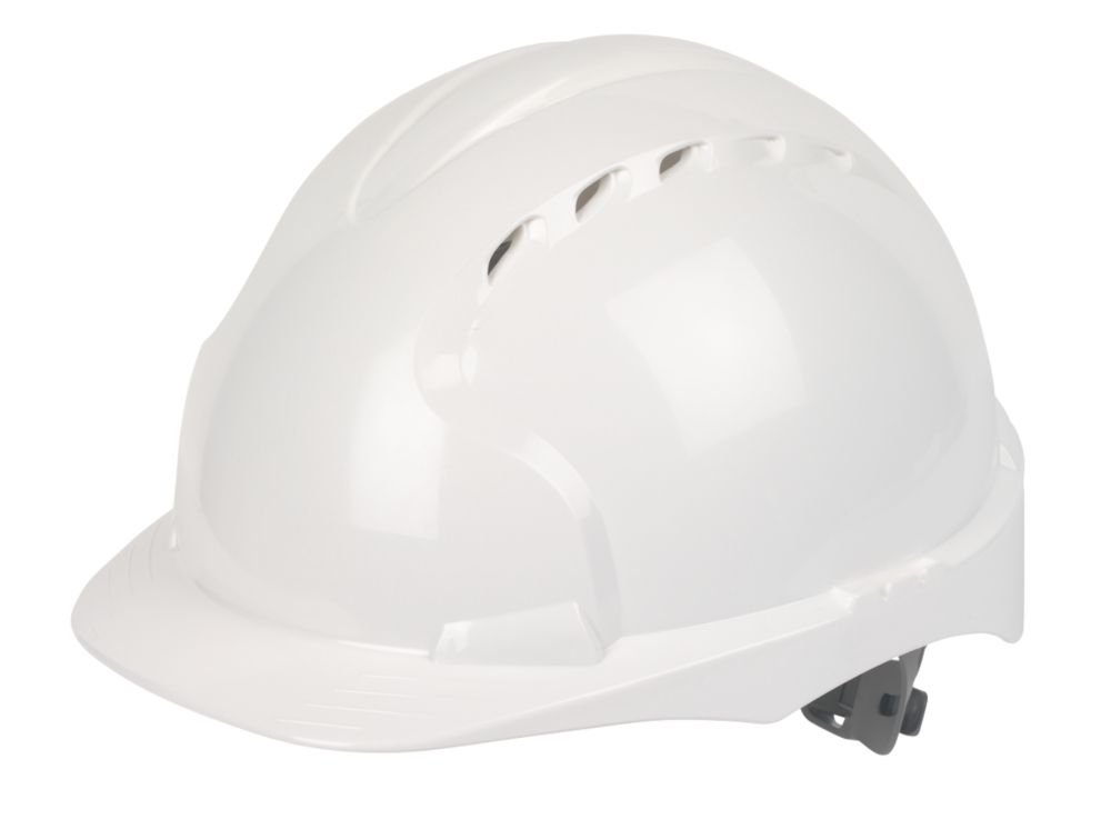 JSP EVO2 Mid Peak Slip-Ratchet Vented Safety Helmet White | Hard Hats ...