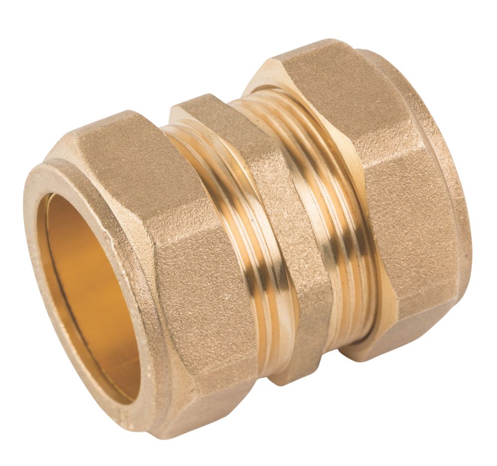 Midbrass Brass Compression Equal Couplers 3/4" 2 Pack - Screwfix