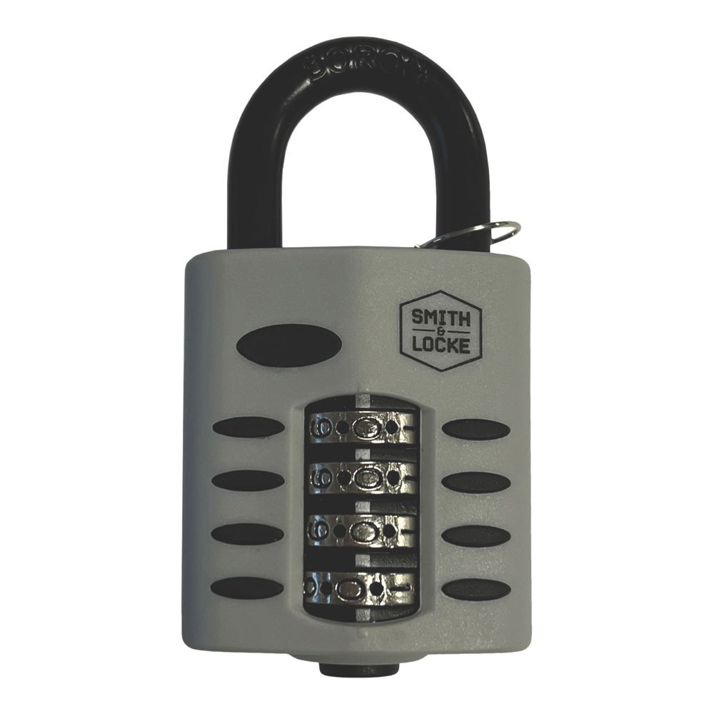 Smith & Locke Water-Resistant Combination Padlock Grey 22mm - Screwfix